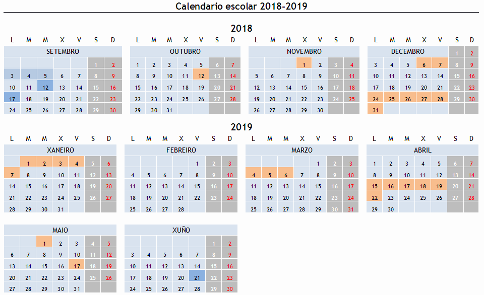 Calendario Escolar 2018-2019 – CEEPR. NTRA. SRA. DE LOURDES